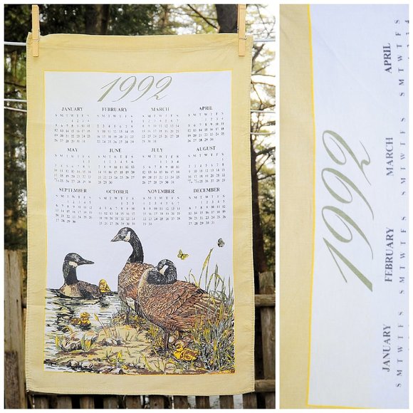 Vintage | Other | Vtg 992 Canada Goose Geese On Lake Calendar Towel ...